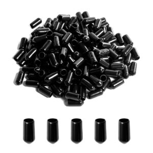 utsauto 150pcs flexible end caps rubber end caps round screw thread protectors black vinyl blot protector safety caps kit for tube screw bolt (6/25inch, 6mm)