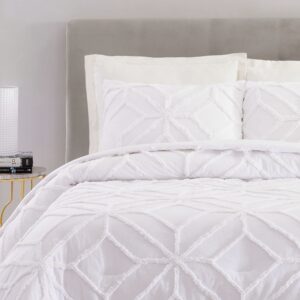 trina turk 100% cotton tufted chenille 3-piece duvet set - full/queen, white