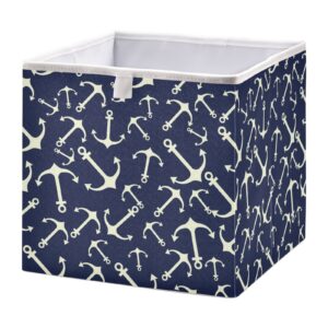 domiking marine nautical storage bins for closet shelves bedroom foldable fabric storage boxes with sturdy handle organization baskets cubes 11 inch