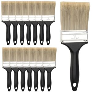 manchap 15 pack 3 inch paint brushes, plastic handle paint brushes with polyester bristle, multi purpose paint brushes for acrylic painting, staining, varnishing and wall trimming