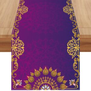 jiudungs linen diwali table runner 72 inches long diwali table cloth diwali table decorations diwali decor indian diwali decorations and supplies for home