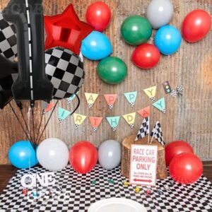 Race Car Birthday Balloons 40 Inch Racetrack Number Balloon 1 Black Baby Shower Boys 1st Birthday Race Car Theme Party Decor Supplies Mylar Balloon 5 Pcs