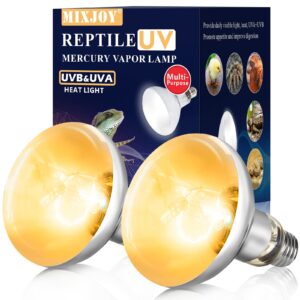 mixjoy 2 pack 100w reptile heat lamp bulb full spectrum uva uvb sun light for reptile and amphibian use