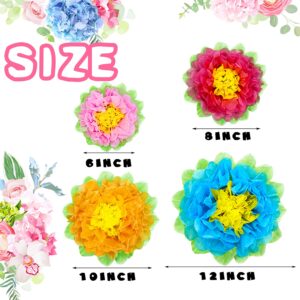 Set of 20 Fiesta Paper Flowers,Colorful Tissue Paper Flowers,Crepe Paper Flowers for Spring Party,Baby Shower,Carnival,Crafts,Wedding Backdrop