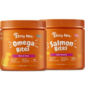 omega 3 alaskan fish oil chew treats for dogs - with alaskomega for epa & dha + probiotics for dogs - probiotics for gut flora, digestive health