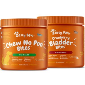 chew no poo bites - coprophagia stool eating deterrent for dogs + cranberry soft chews for dogs - kidney, bladder & urinary tract wellness