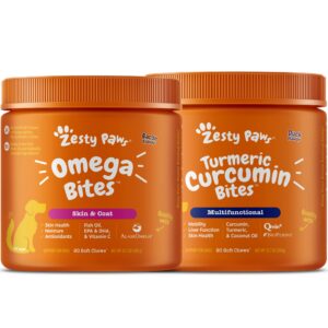 omega 3 alaskan fish oil chew treats for dogs - with alaskomega for epa & dha + turmeric curcumin for dogs - for hip & joint mobility supports