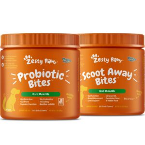 probiotics for dogs - probiotics for gut flora, digestive health + scoot away soft chews for dogs - with bromelain