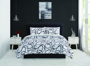 christian siriano ny mimic collection, 3 piece duvet set - full/queen, white/black