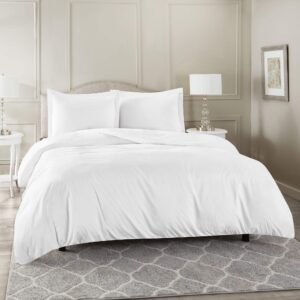 600 thread count white super queen size duvet cover set, 3 piece double brushed cotton duvet cover with button closure, 1 super queen duvet cover (90 x 98) inches and 2 pillow shams