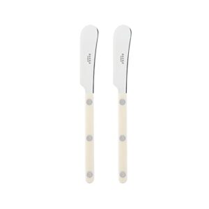 sabre paris - set of 2 spreader knives 5.5 inches - bistrot collection - perfect for butter, tapenades, spreads - stainless steel & nylon - dishwasher safe - ivory - brilliant finish