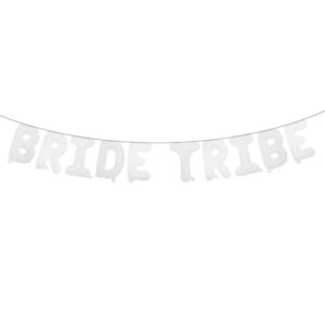 bachelorette, wedding, bridal shower party balloon letter decorations. 16" multicolor bride tribe bridal celebration decoration banner party suppliers (bride tribe white)