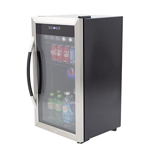 Magic Cool MCBC3SI Beverage Cooler with Glass Door 108 Can Mini Refrigerator with Lock for Beer Soda Water Wine with Digital Temperature Control, Metallic