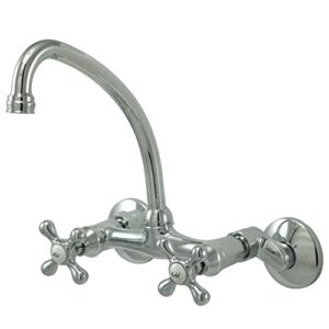 kingston brass ks214c kingston adjustable center wall mount kitchen faucet, polished chrome, 9.13 x 6.25 x 6