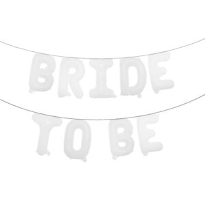 bride to be banner letters balloons pack engagement party decorations 16 inches of foil mylar supplies kit for bachelorette celebration or bridal shower (bride to be white)