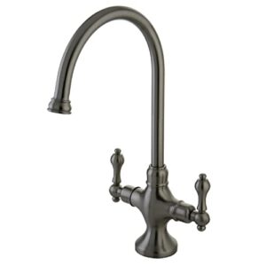 kingston brass ks1768alls vintage two-handle kitchen faucet, 7-7/8 inch in spout reach, brushed nickel