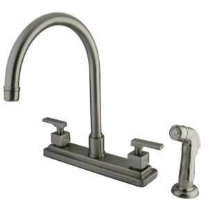 kingston brass ks8798qll executive 8-inch centerset kitchen faucet, brushed nickel