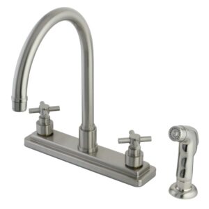 kingston brass ks8798ex 8-inch centerset kitchen faucet, brushed nickel