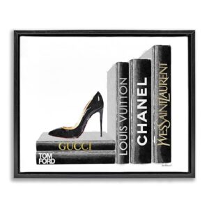 stupell industries high fashion black book shelf with stilettos heel, design by amanda greenwood