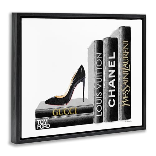 Stupell Industries High Fashion Black Book Shelf with Stilettos Heel, Design by Amanda Greenwood