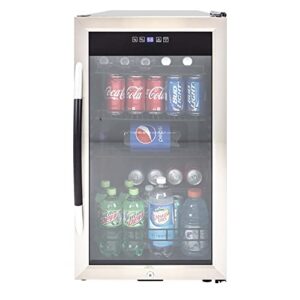 magic cool mcbc3si beverage cooler with glass door 108 can mini refrigerator with lock for beer soda water wine with digital temperature control, metallic