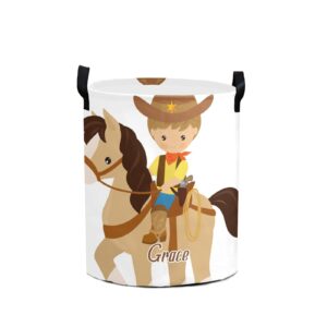 western cowboy horse personalized laundry basket clothes hamper storage handle waterproof, custom collapsible large capacity , for bedroom bathroom toy decoration