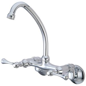 kingston brass ks314c kingston adjustable center wall mount kitchen faucet, polished chrome