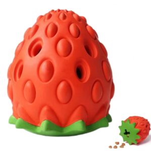 lumkou strawberry dog toys, dog chew toy for training and cleaning, durable rubber dog toys for aggressive chewer, interactive tough teething toys for puppy medium large dogs