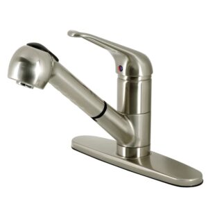 kingston brass ks888sn single-handle pull-out kitchen faucet, brushed nickel