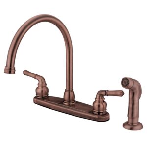 kingston brass kb796sp magellan 8-inch centerset kitchen faucet, antique copper