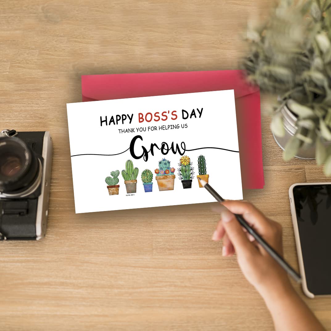 Huameigf Happy Boss’s Day Card, Cute Card Gifts for Boss Lady, Thank You Card from Employee, Funny Boss Day Card Gifts for Men or Women, Thank You for Helping Us Grow…