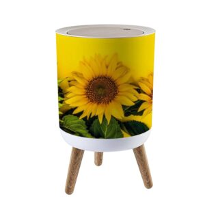 lgcznwdfhtz small trash can with lid for bathroom kitchen office diaper yellow sunflowers yellow bedroom garbage trash bin dog proof waste basket cute decorative