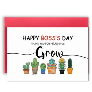 huameigf happy boss’s day card, cute card gifts for boss lady, thank you card from employee, funny boss day card gifts for men or women, thank you for helping us grow…