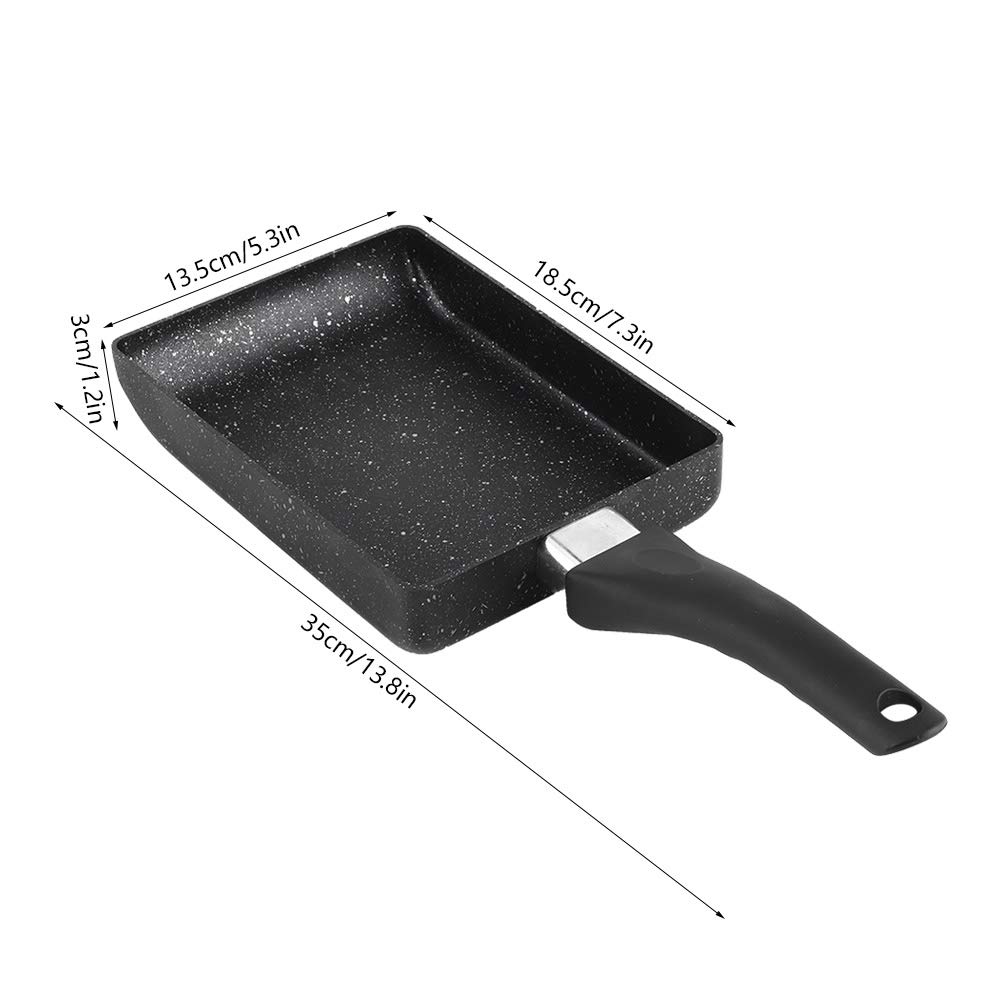 Joyzan Square Japanese Omelette Pan, Tamagoyaki Egg Skillet Maker Nonstick Roll Rectangle Tamago Frying Rectangular Kitchen Cooking Griddle Tools Plastic Handle Baking Pancake Induction Cooktop Black