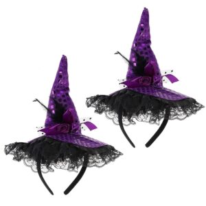 minkissy 2pcs witch hat headband halloween headband witch hat headpiece for costume halloween masquerade costume prom party purple