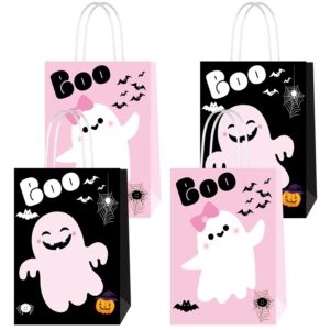 16 pcs halloween black and pink little boo gift bag happy boo day party paper gift bags boo birthday halloween party bags cute boo theme birthday party goody bags halloween candy bags