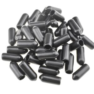 acoeitl round rubber end tube bolt caps cover plug insert screw thread protectors 3/16 inch inner diameter 16.3mm length flexible cover sharp tip prevent table scratch not leave marks black 60pcs