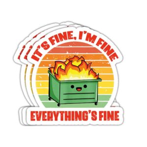 hosala- 3pcs -i'm fine it's fine everything is fine sticker funny fire dumpster sticker mental health awareness sticker inpsiration motivation gift decoration graphic helmet bumper- 3x4 decal