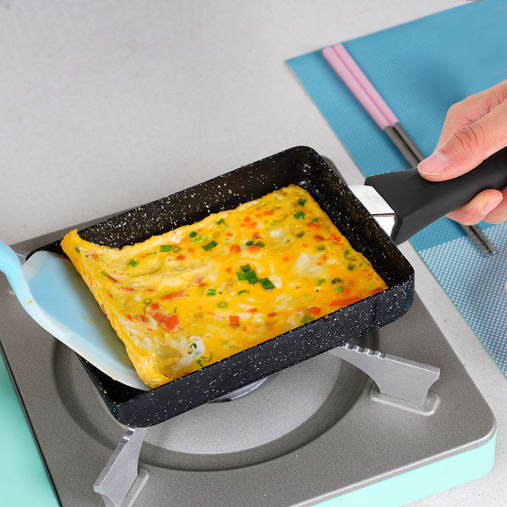 Joyzan Square Japanese Omelette Pan, Tamagoyaki Egg Skillet Maker Nonstick Roll Rectangle Tamago Frying Rectangular Kitchen Cooking Griddle Tools Plastic Handle Baking Pancake Induction Cooktop Black