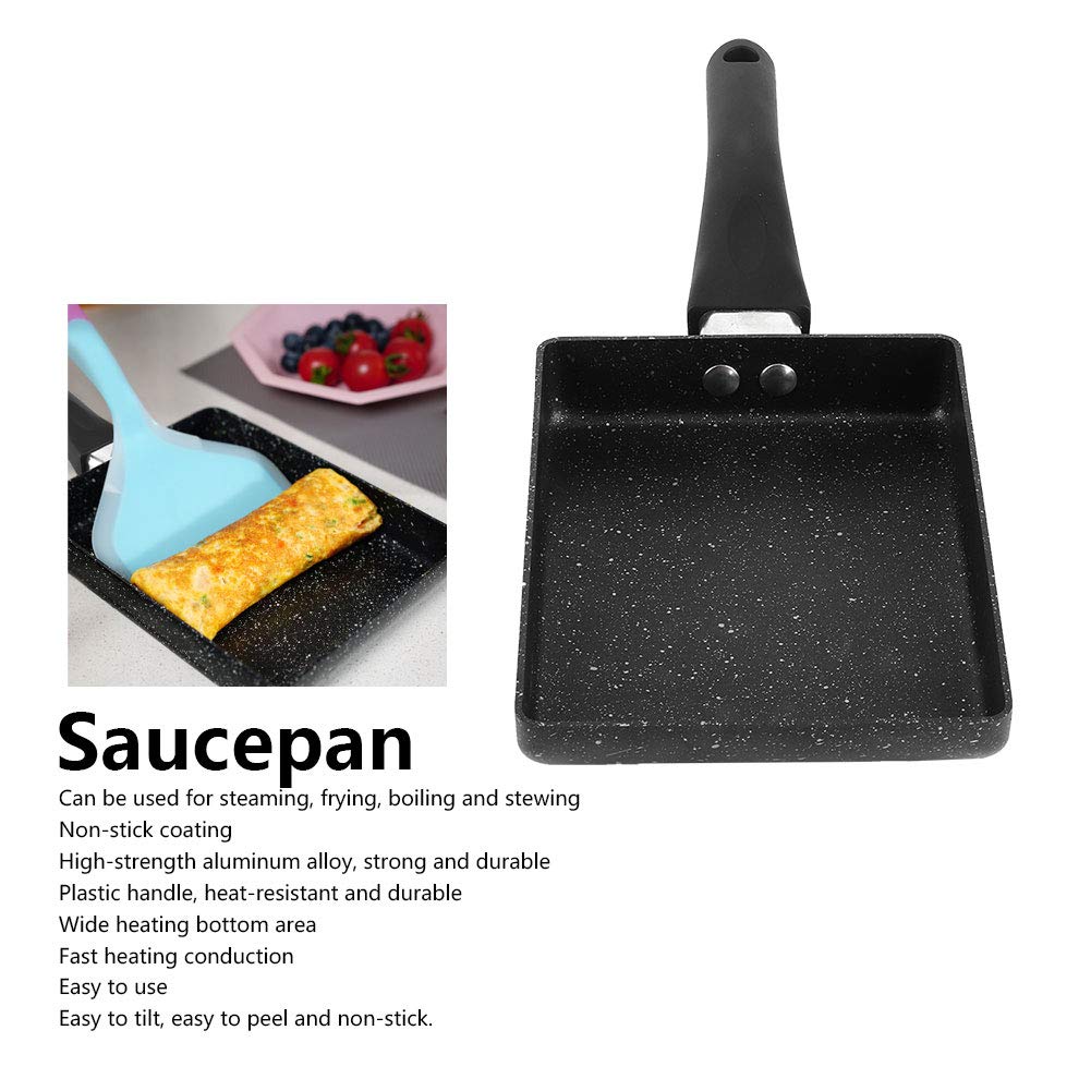 Joyzan Square Japanese Omelette Pan, Tamagoyaki Egg Skillet Maker Nonstick Roll Rectangle Tamago Frying Rectangular Kitchen Cooking Griddle Tools Plastic Handle Baking Pancake Induction Cooktop Black