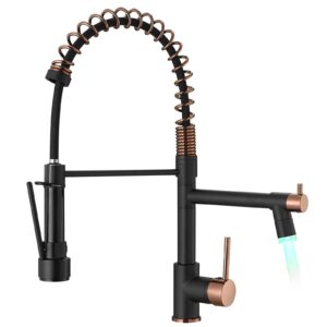 matte black kitchen faucet aimadi - commercial kitchen faucets single handle single hole spring rose gold kitchen faucet with pull down sprayer black