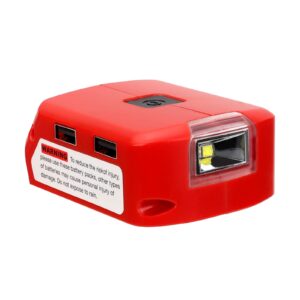 taingwei usb charger adapter for milwaukee m18 lithium battery, led work light with dual usb charger and 12v dc port,power source supply for 14.4-20v max lithium-ion battery