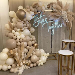 white sand balloons garland arch kit beige party decorations with brown double-layer latex balloons for birthday dusty boho neutral bridal shower wedding baby shower theme party backdrop (white sand)