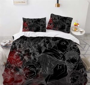 necehy anime jujutsu kaisen bedding set japan anima gojo satoru itadori yuji bed line for kids teen duvet cover home textile bed cover set pillowcase,c-2267,queen:90"x90"/229 * 229cm