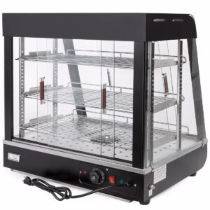 barton commercial 27" display case food warmer 3-tier buffet restaurant countertop pizza hot dog, 1200w