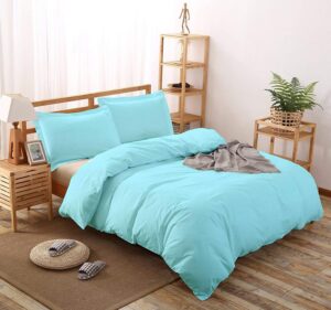 star linen 3-piece duvet cover set with zipper closure & corner ties,solid 1000-tc ultra soft pillow shams 100% egyptian cotton (queen/full/full xl 90x90, aqua)