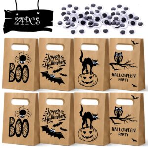 weepa halloween goodie bag, 24 pcs halloween bags for candy halloween treat bags for trick or treat bulk paper gift bags for kids (brown)