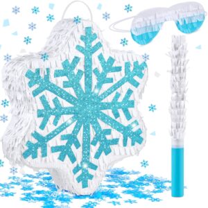 deekin snowflake piñata christmas winter piñata pull string blue snowflake decors for winter theme party birthday party game supply for christmas party decorations