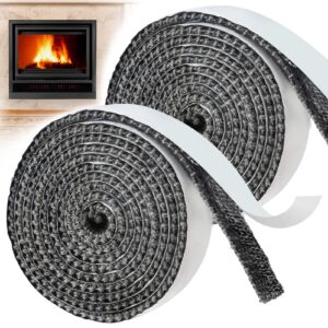 self adhesive wood stove gasket tape - total 9ft x 0.78in x 1/8in high temp resistant fiberglass fireplace door gasket for indoor wood burning pellet stove smokers, 2pcs