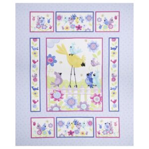 susybee bird's buddies 36" panel lilac, fabric by the yard